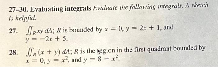 Solved 27-30. Evaluating integrals Evaluate the following | Chegg.com