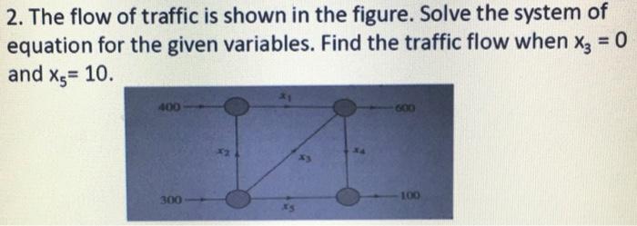 Solved 2. The flow of traffic is shown in the figure. Solve | Chegg.com