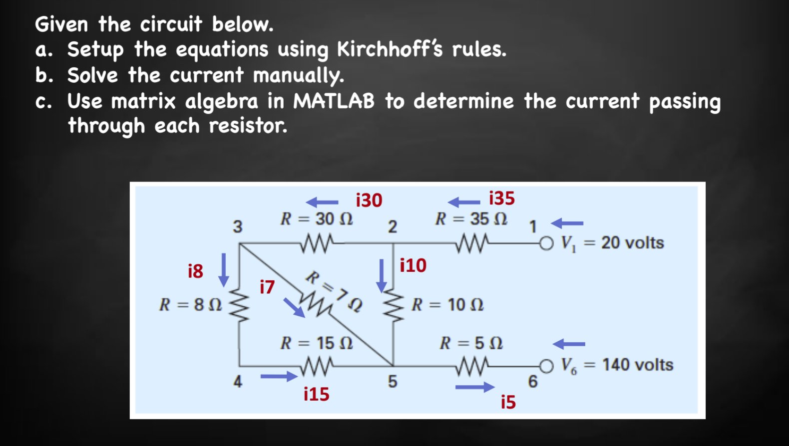 Given the circuit below.a. ﻿Setup the equations using | Chegg.com