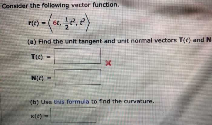 Solved Consider the following vector function. r(t) = 6t, | Chegg.com