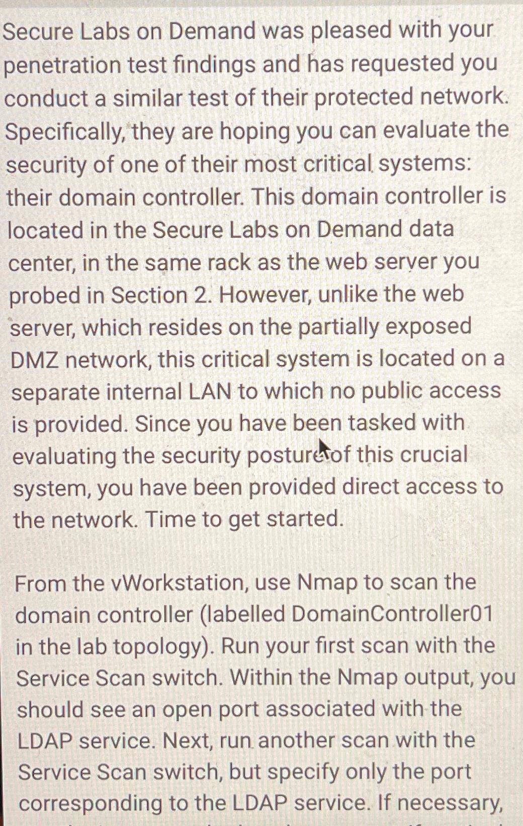 Solved Secure Labs on Demand was pleased with your | Chegg.com