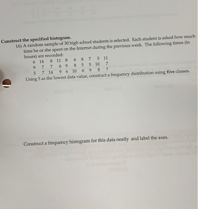 Solved Construct the specified histogram. 16) A random | Chegg.com