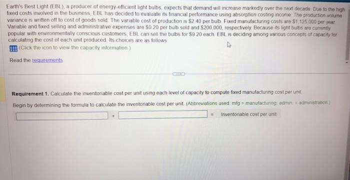 Solved Data tableRequirements 1. Calculate the inventoriable | Chegg.com