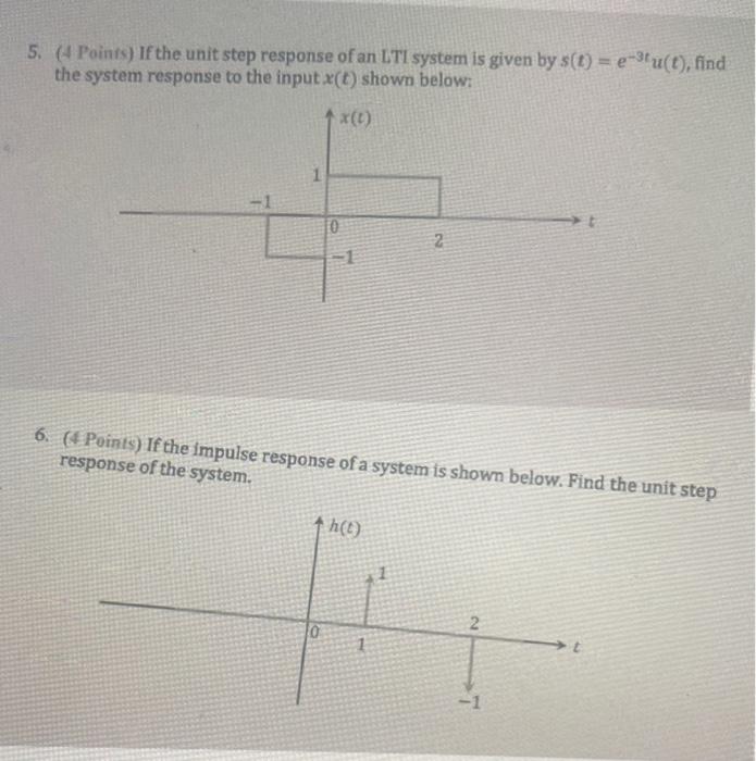 Solved 5. (4 Points) If the unit step response of an LTI | Chegg.com