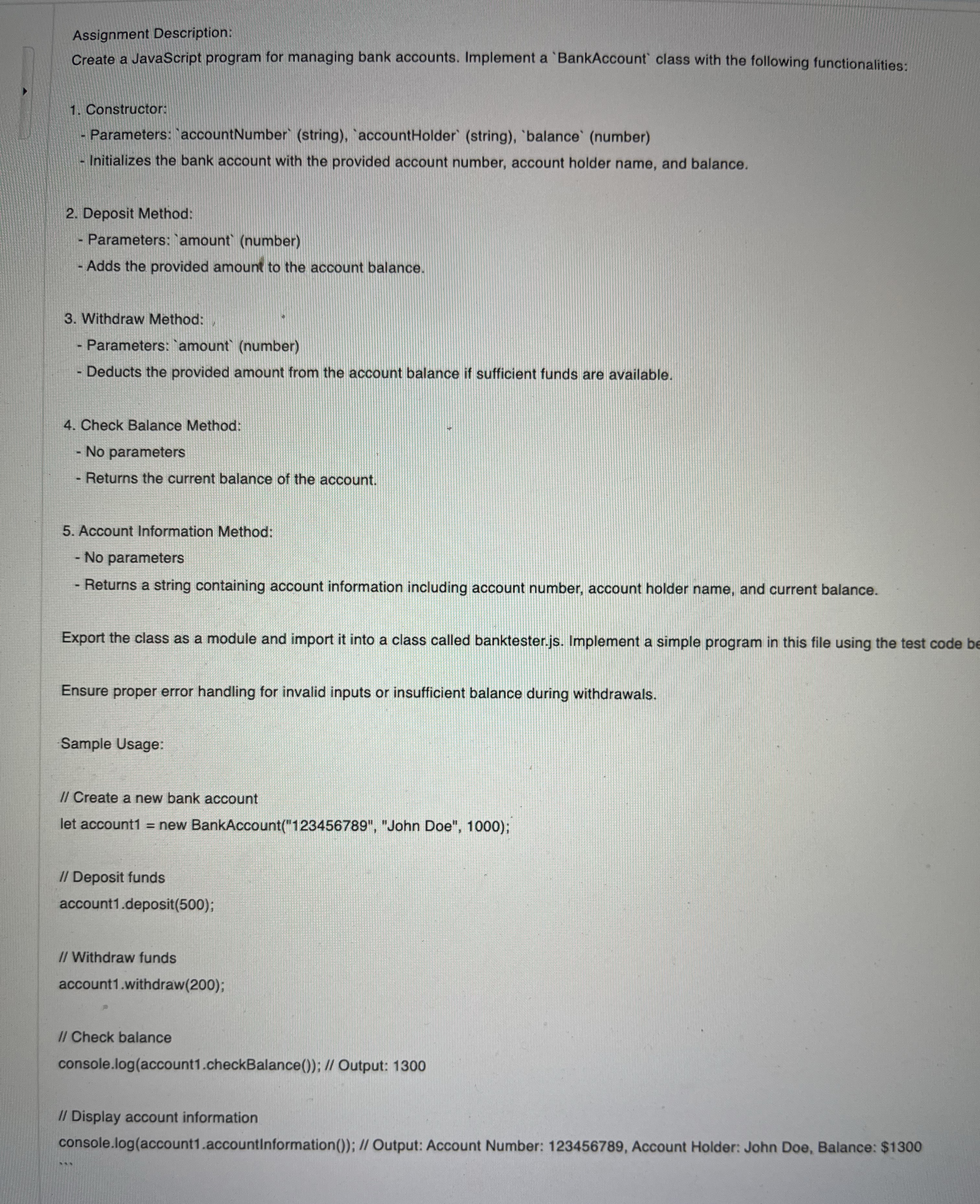 Solved Assignment Description:Create a JavaScript program | Chegg.com