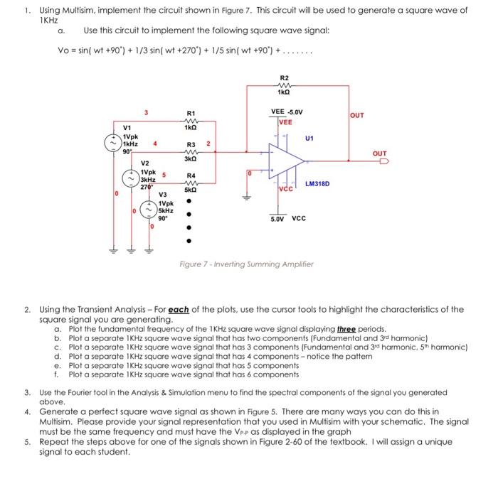 1. Using Multisim, implement the circuit shown in | Chegg.com