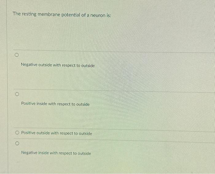Solved The resting membrane potential of a neuron is: | Chegg.com