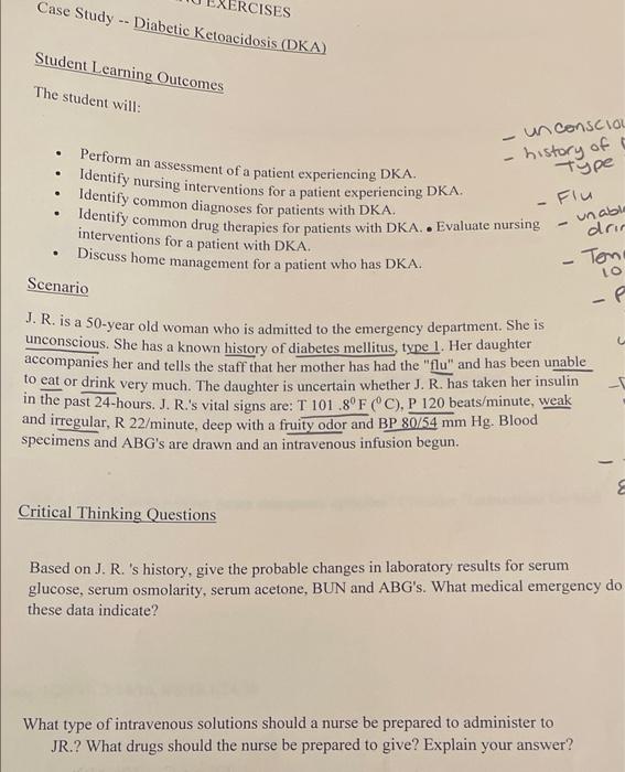 Solved Case Study -- Diabetic ketoacidosis (DKA) CISES | Chegg.com