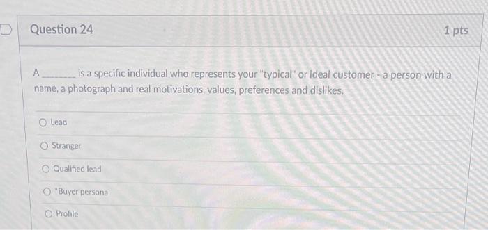 Solved A is a specific individual who represents your | Chegg.com ...
