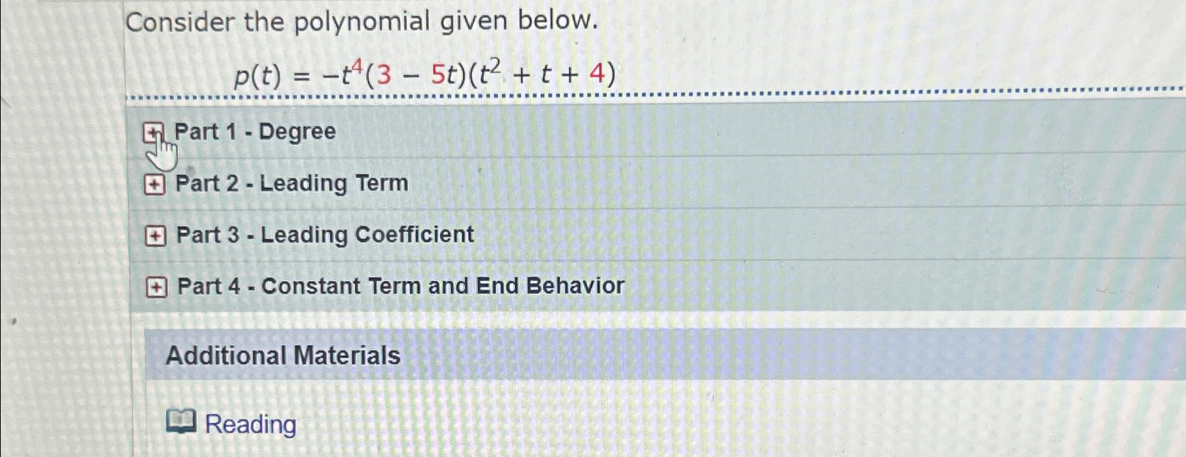 Solved Consider the polynomial given | Chegg.com