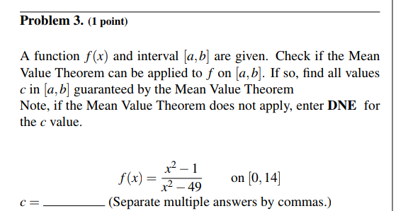 Solved A function \\( f(x) \\) and interval \\( [a, b] \\) | Chegg.com