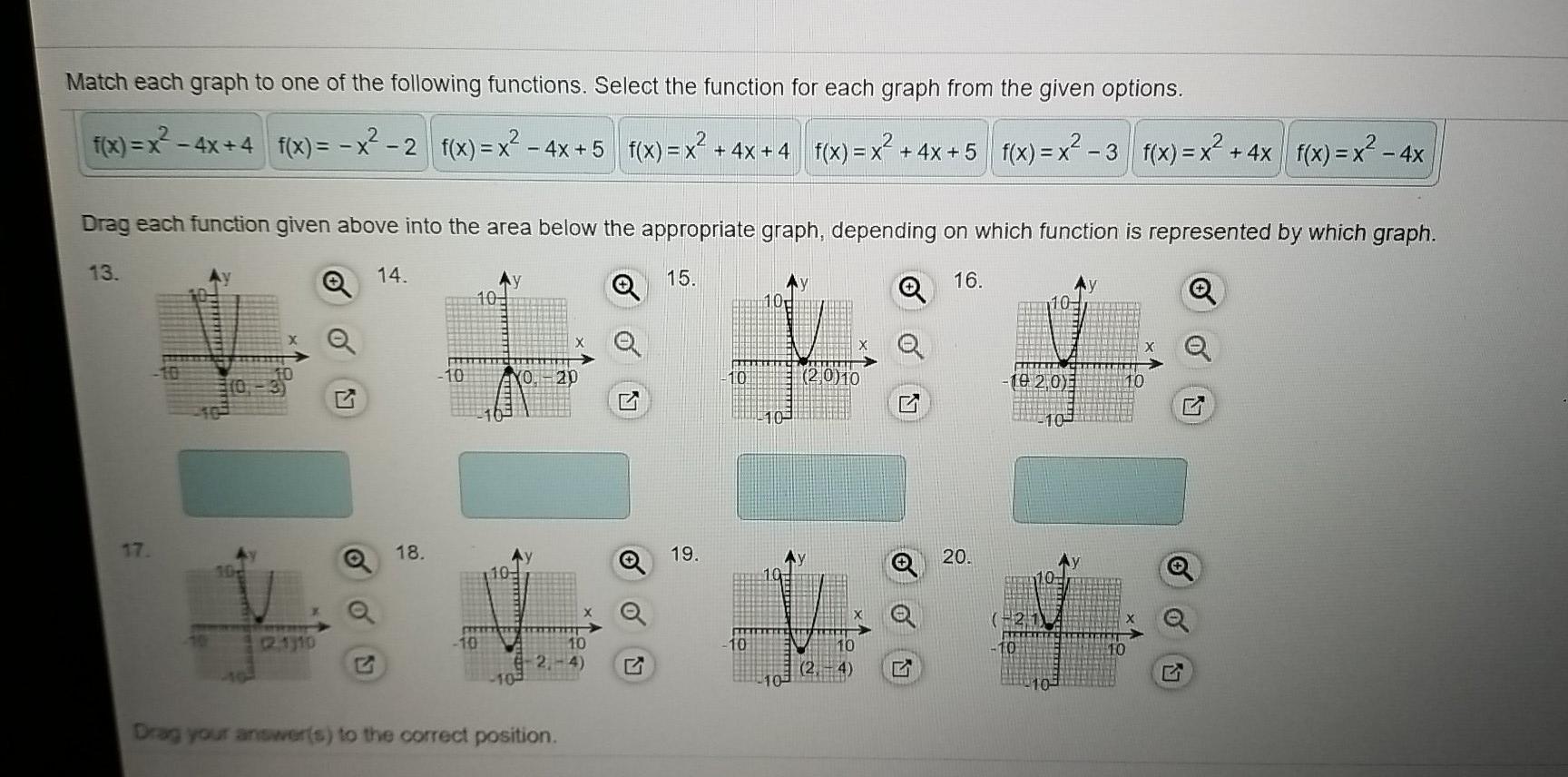 Solved Match each graph to one of the following functions. | Chegg.com