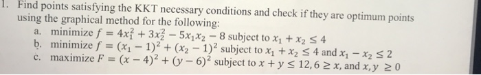Solved 1. Find points satisfying the KKT necessary | Chegg.com