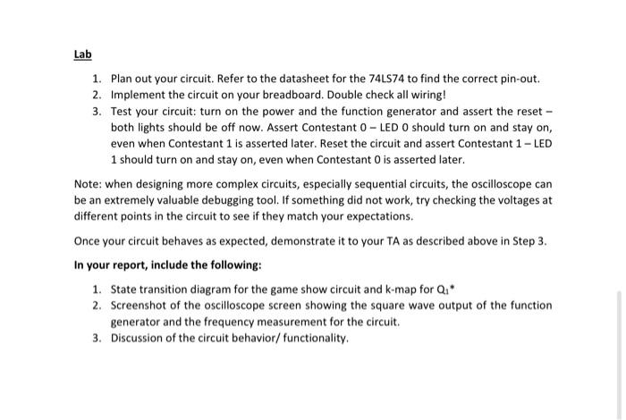 Sequential Circuits - Game Show Circuit Welcome to | Chegg.com