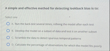 Solved A simple and effective method for detecting lookback | Chegg.com