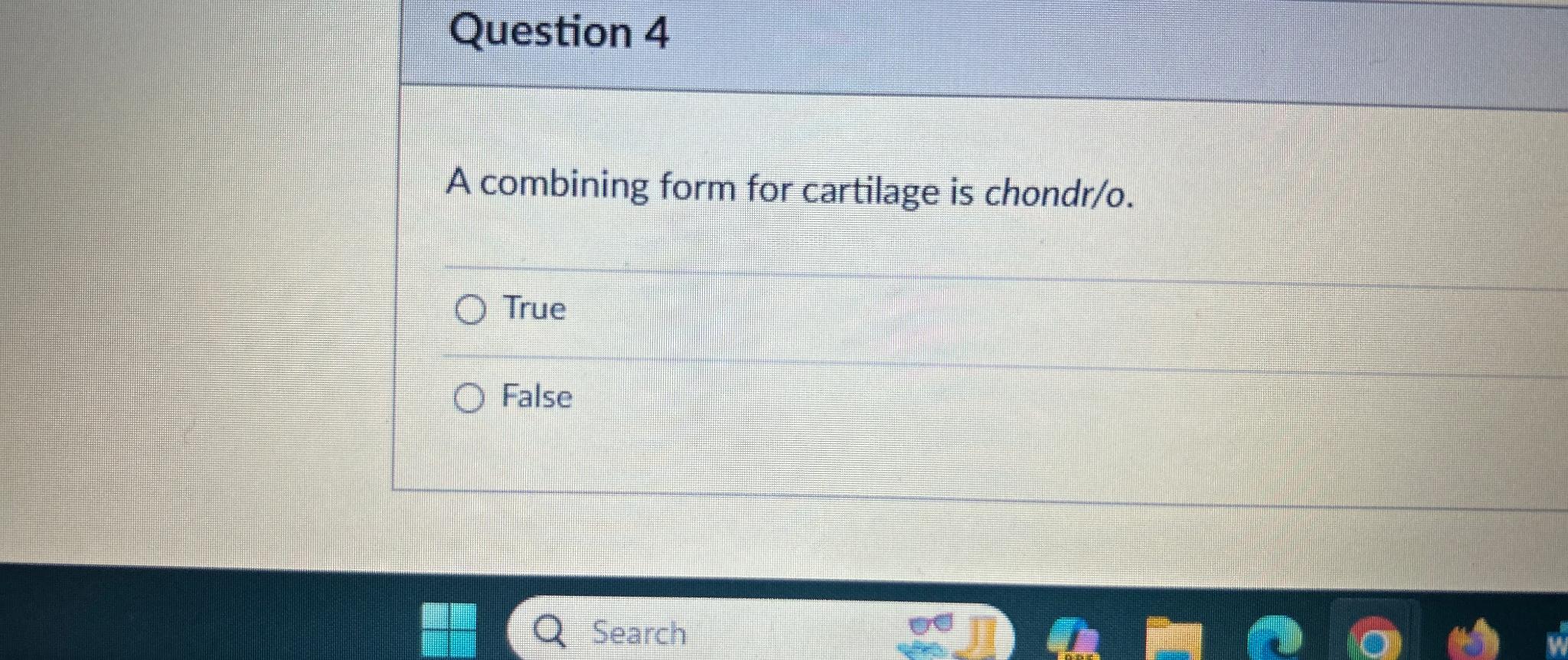 Solved Question 4A combining form for cartilage is | Chegg.com