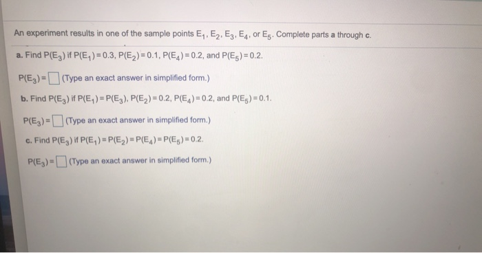 Solved An experiment results in one of the sample points E, | Chegg.com