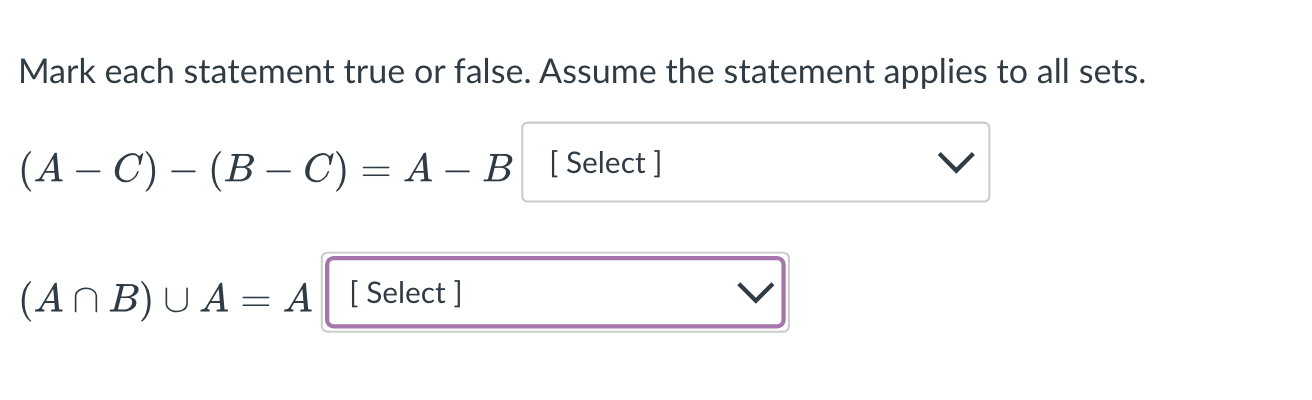 Solved Mark each statement true or false. Assume the | Chegg.com