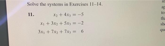 Solved Solve the systems in Exercises 11-14. 11. | Chegg.com