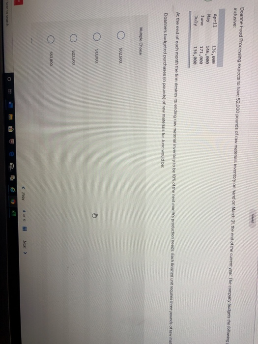 Solved Doanne Food Processing expects to have 52.000 pounds | Chegg.com