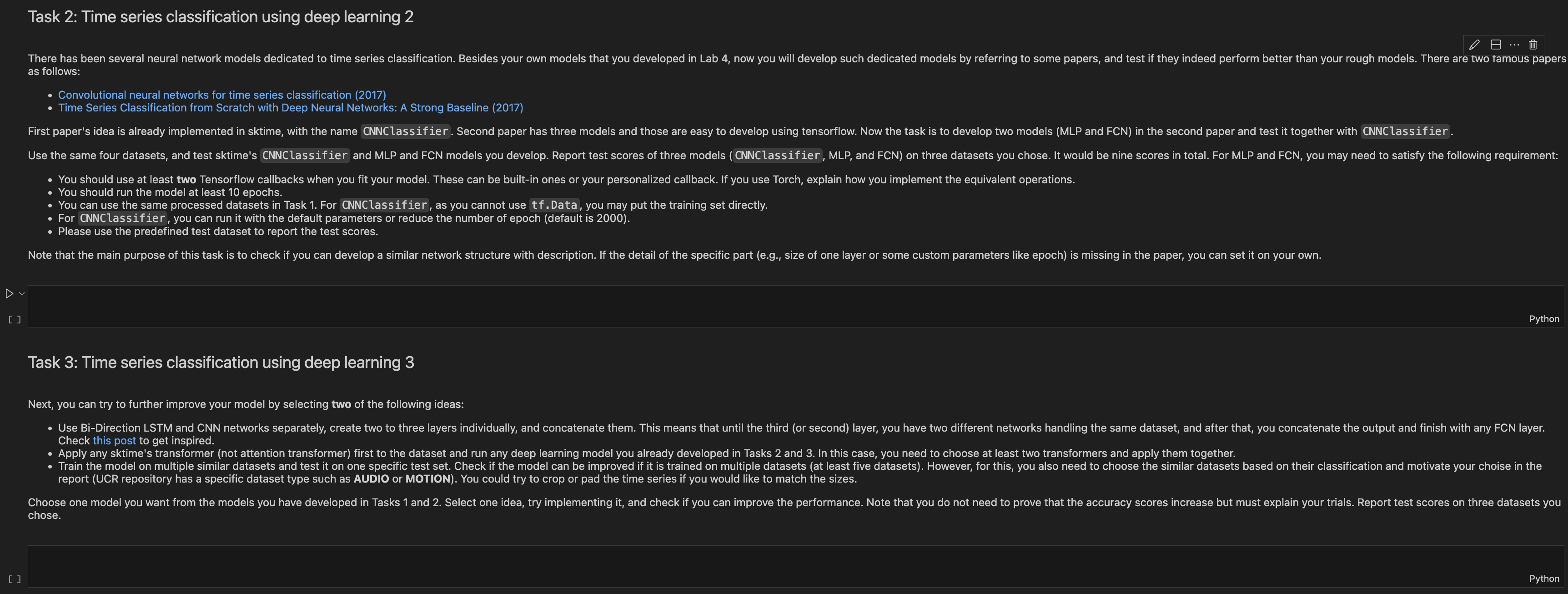 Solved Task 2: Time series classification using deep | Chegg.com
