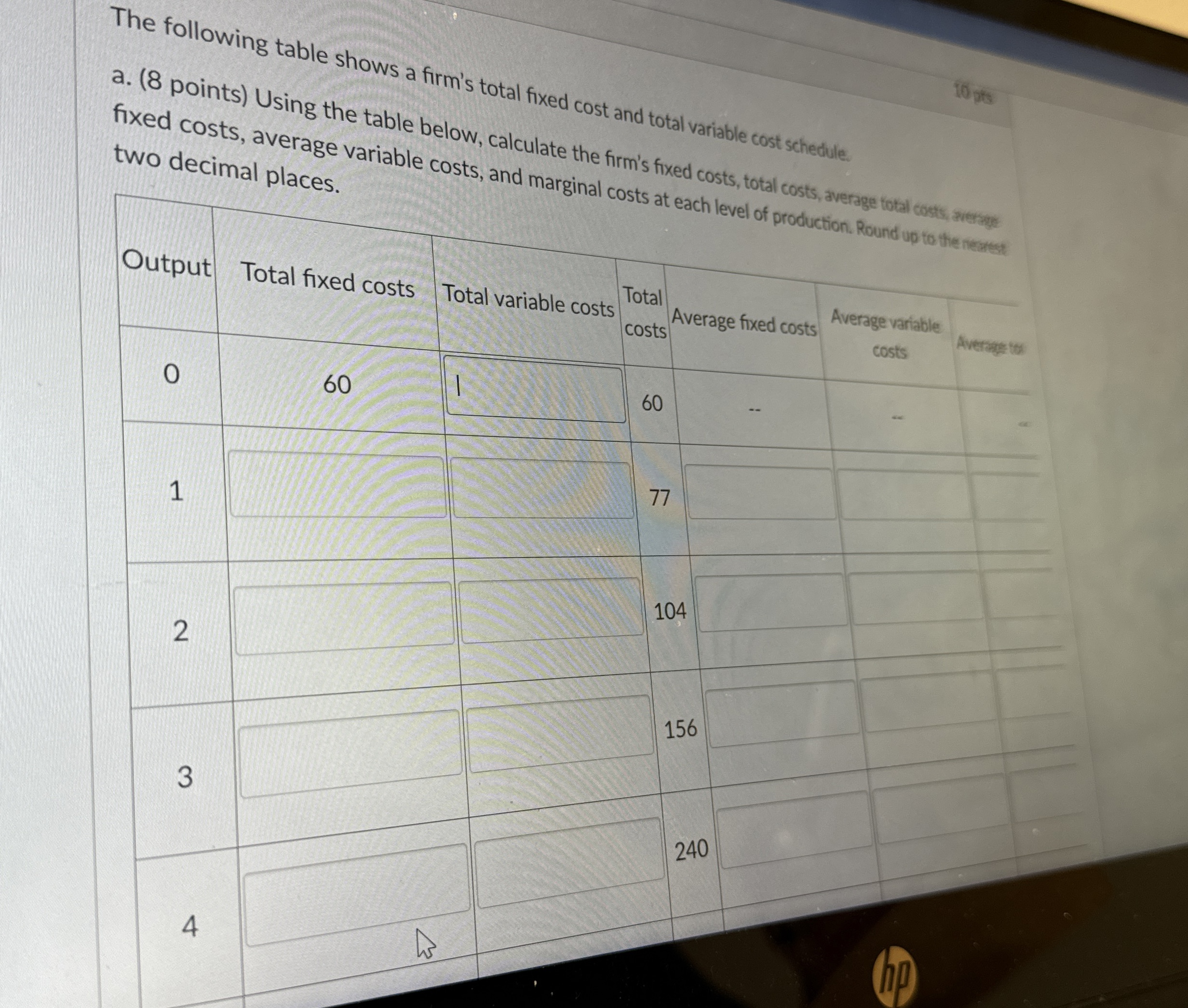Solved by an EXPERT The following table shows a firm's total fixed cost | Chegg.com
