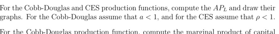 For the Cobb-Douglas and CES production functions, | Chegg.com