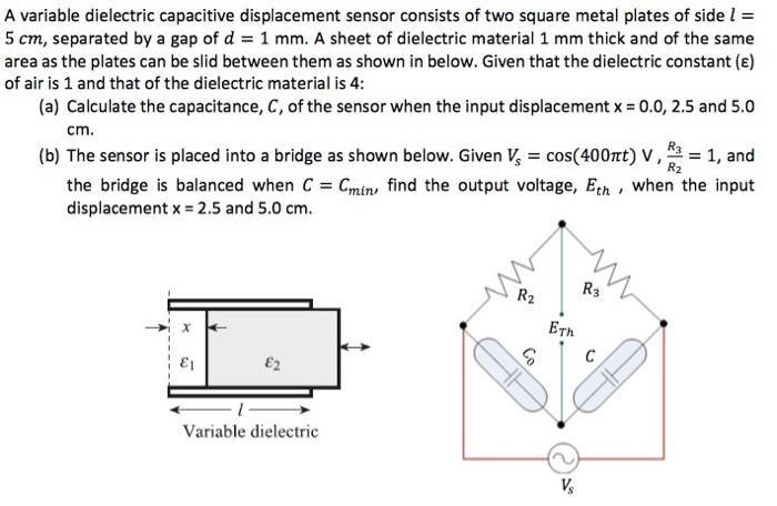 Solved A variable dielectric capacitive displacement sensor | Chegg.com Solved A variable dielectric capacitive displacement sensor | Chegg.com