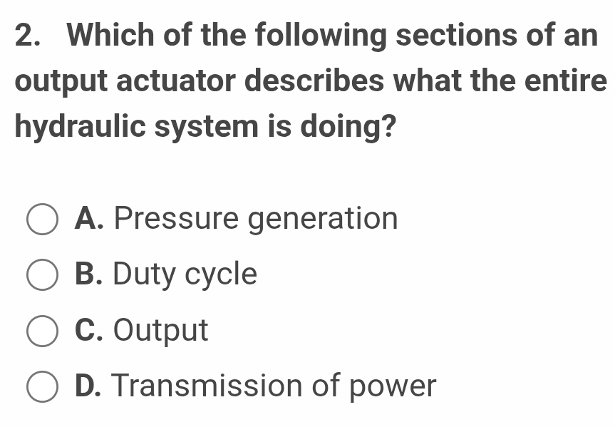 Solved Which of the following sections of an output actuator | Chegg.com