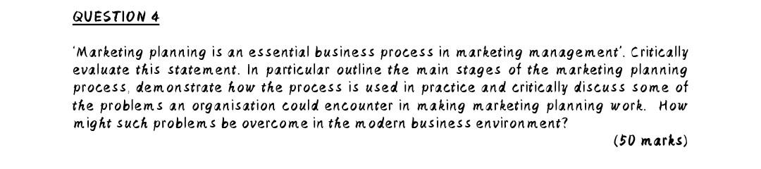 Solved 'Marketing planning is an essential business process | Chegg.com