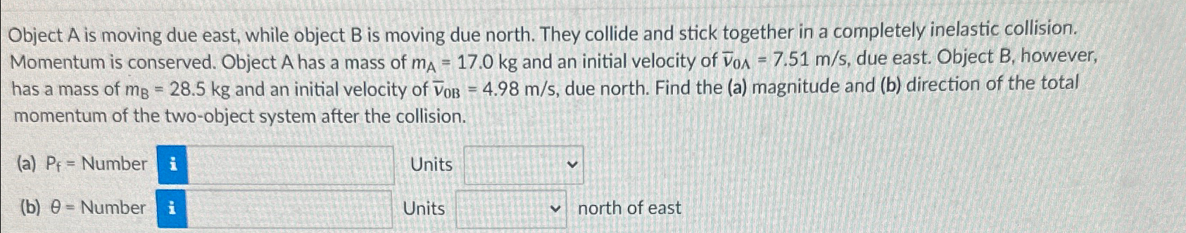 Solved Object A is moving due east, while object B is moving | Chegg.com