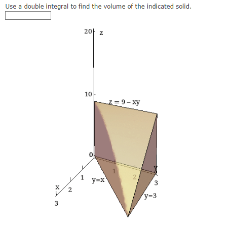 Solved Use a double integral to find the volume of the | Chegg.com