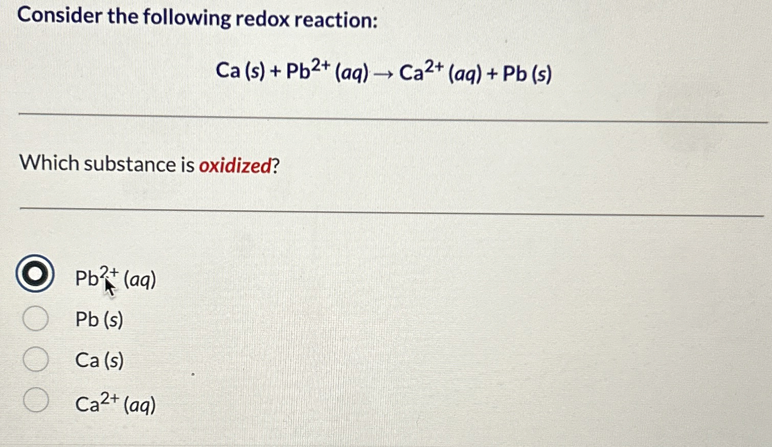 Solved Consider the following redox | Chegg.com