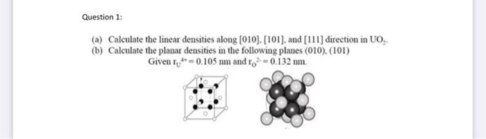 Solved Question 1: (a) Calculate the linear densities along | Chegg.com