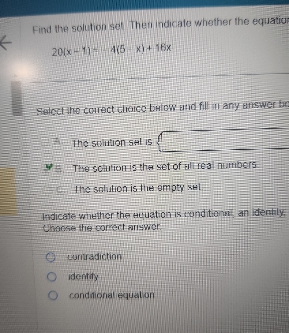Solved Find the solution set. Then indicate whether the | Chegg.com