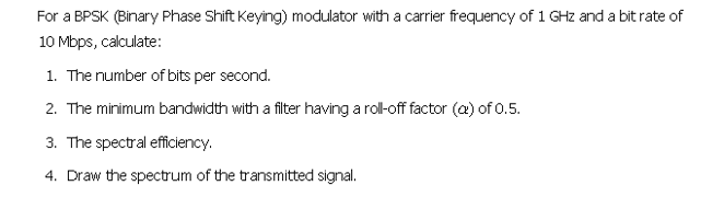 Solved For a BPSK (Binary Phase Shift Keying) ﻿modulator | Chegg.com
