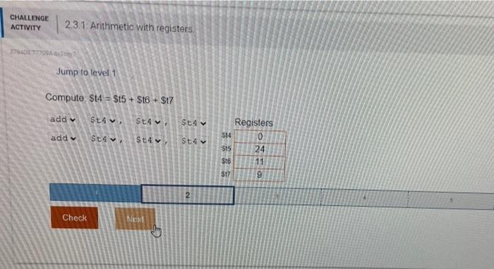 Solved CHALLENGE ACTIVITY 2.3.1: Arithmetic with registers. | Chegg.com