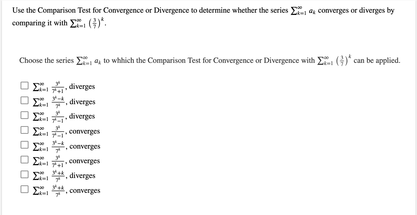 Solved Use the Comparison Test for Convergence or Divergence | Chegg.com