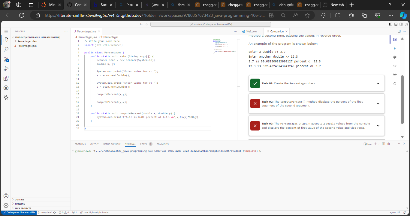 Solved Create a class named Percentages whose main() ﻿method | Chegg.com