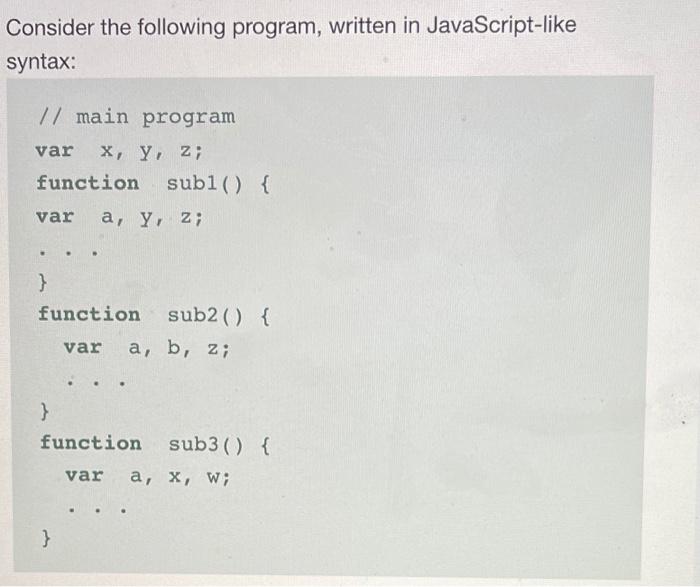 Solved Consider the following program, written in | Chegg.com