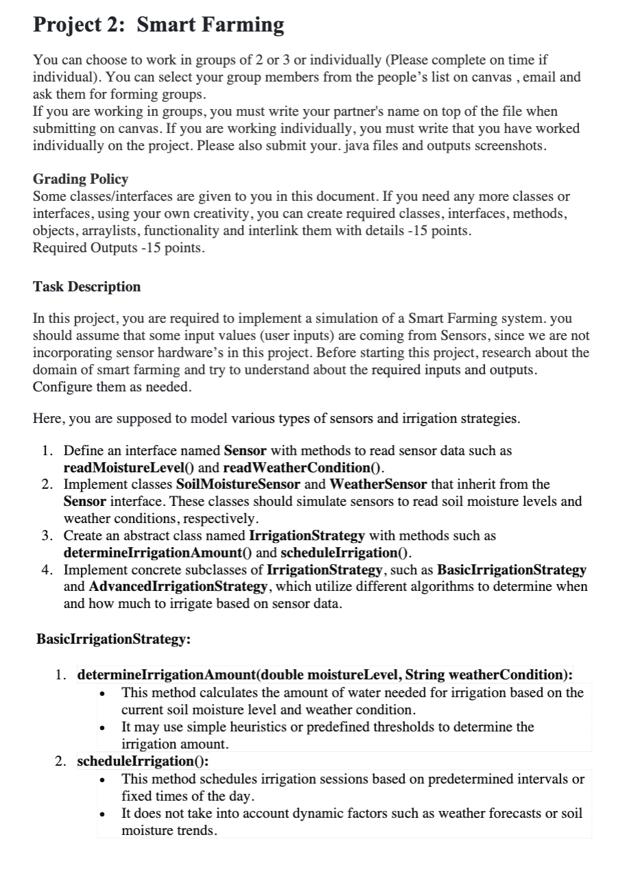 Solved Project 2: Smart FarmingYou can choose to work in | Chegg.com