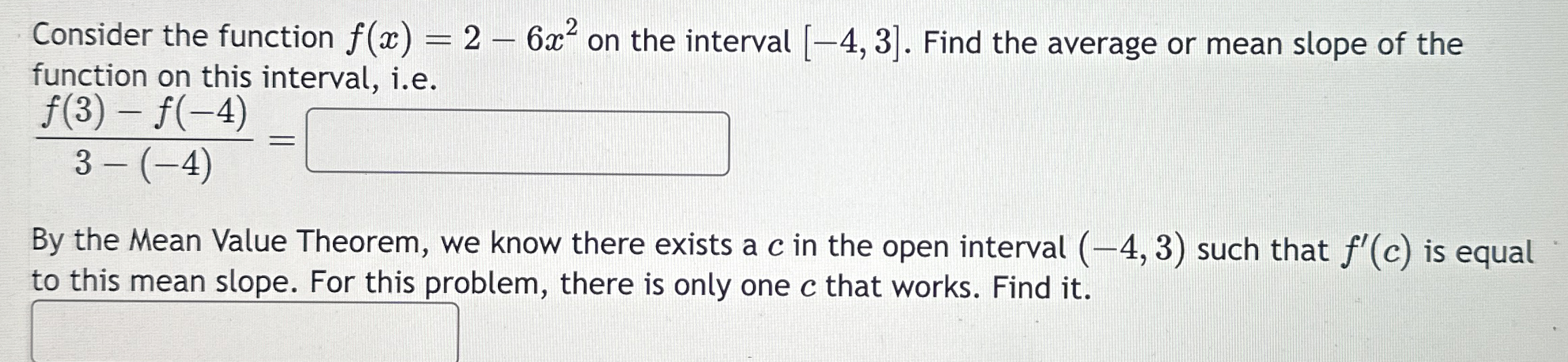 Solved Consider the function f(x)=2-6x2 ﻿on the interval | Chegg.com