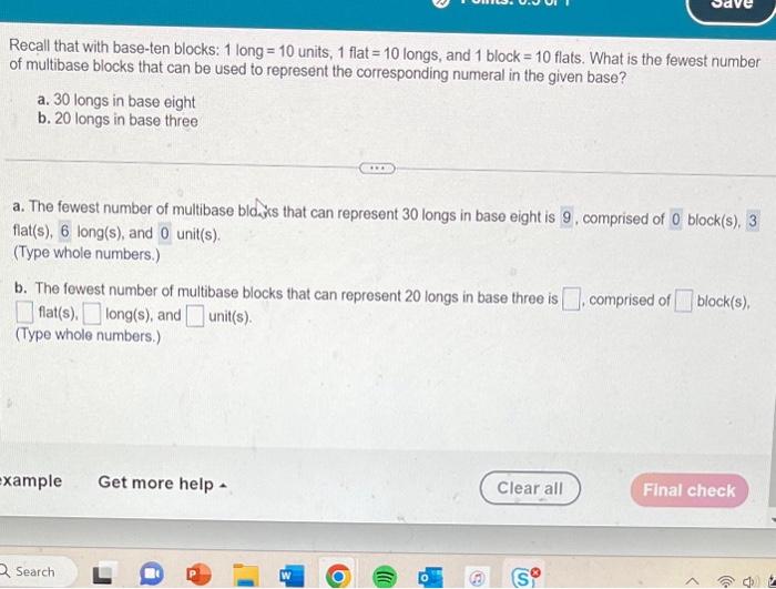 Solved Recall that with base-ten blocks: 1 long =10 units, | Chegg.com