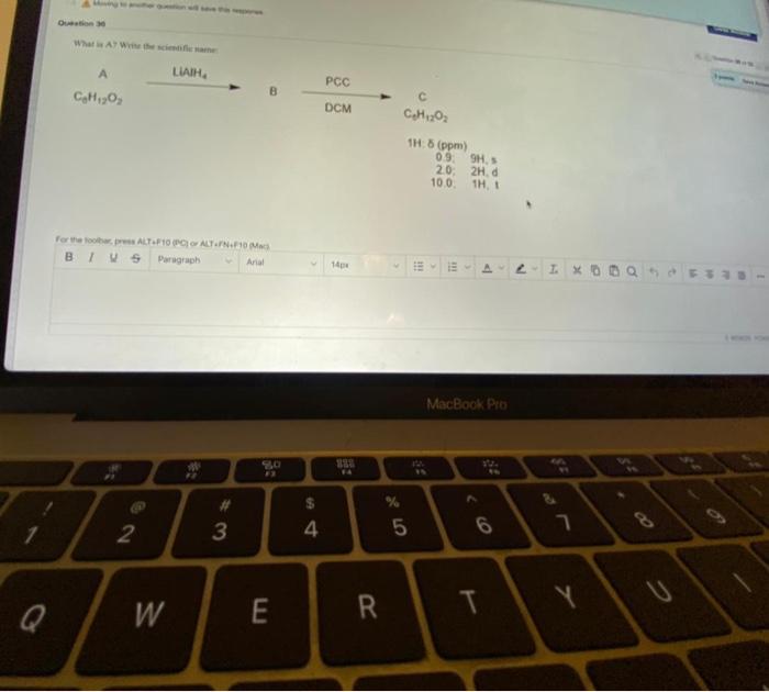 Solved А LIAIH PCC B CHz0, , DCM c CH120₂ TH: 8 (ppm) 09 9H. | Chegg.com