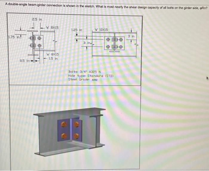 Solved A double-angle beam-girder connection is shown in the | Chegg.com