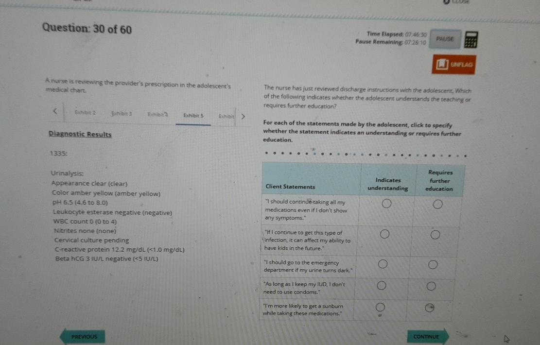 Solved Question: 30 ﻿of 60Time Elapsed: of 4630Pause | Chegg.com