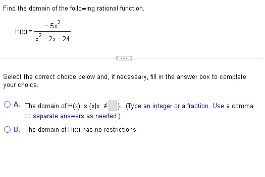 Solved Find the domain of the following rational | Chegg.com