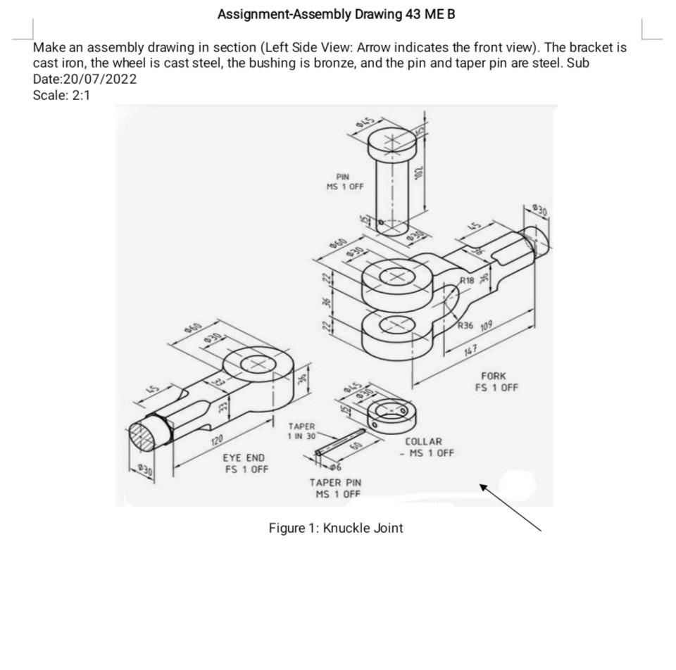 Solved Assignment-Assembly Drawing 43 ME B Make an assembly | Chegg.com