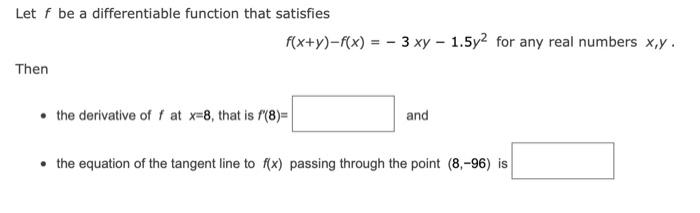 Solved Let f be a differentiable function that satisfies | Chegg.com