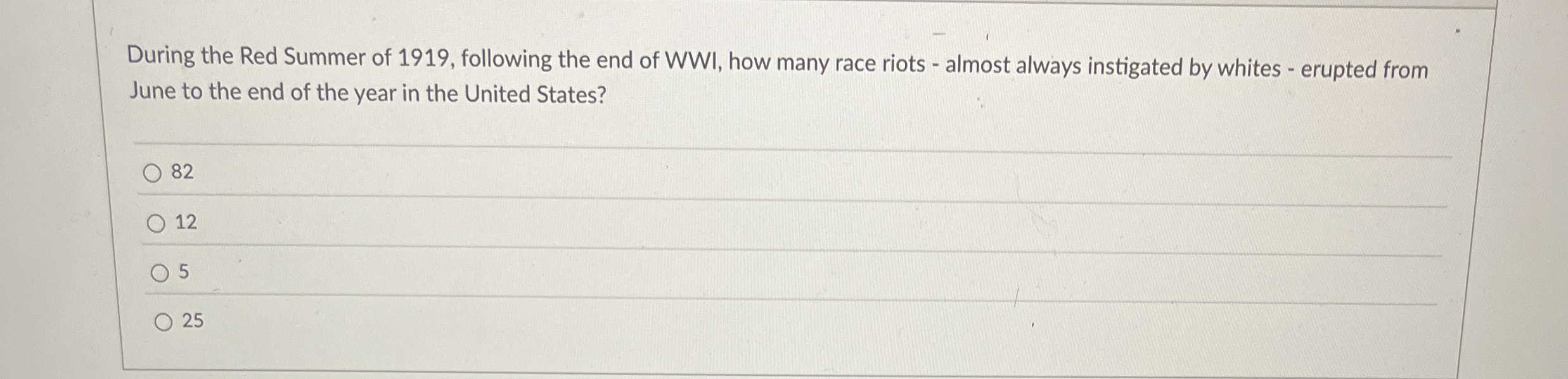 Solved During the Red Summer of 1919, ﻿following the end of | Chegg.com